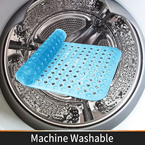 Yimobra Original Bathtub Mat Non Slip, Bath Mats for Tub, Shower Mat with Drain Holes Suction Cups, Machine Washable, BPA, Latex,Phthalate Free, 34.5 x 15.5 Inches, Clean Blue