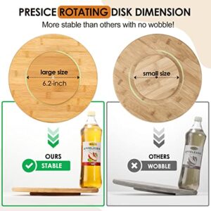 10 Inch Bamboo Wood Lazy Susan Organizers - Non-Skid Turntable Rack for Table, Pantry Organization and Storage, Kitchen, Cabinets, Closets, Spice Rack - Large Base, Anti-Rollover - 2 Pack