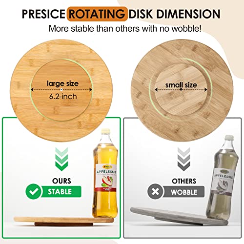 10 Inch Bamboo Wood Lazy Susan Organizers - Non-Skid Turntable Rack for Table, Pantry Organization and Storage, Kitchen, Cabinets, Closets, Spice Rack - Large Base, Anti-Rollover - 2 Pack