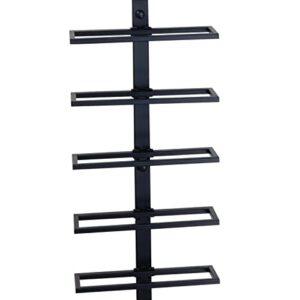 Farmhouse Vertical Wall Mounted Wine Rack, Industrial Metal Wine Holder Rack, Hanging Display Shelf for 5 Wine Bottles, Modern Black Wall Mount Wine Holder for Home Kitchen Living Room Cafe Bar Decor