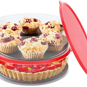 2 Pack Pie Carrier Cake Storage Container with Lid | 10.5" Large Round Plastic Cupcake Cheesecake Muffin Flan Cookie Tortilla Holder Storage Containers Airtight | Pie Keeper Transport Container