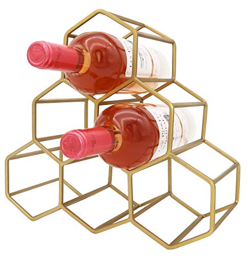 Godinger Wine Rack, 6 Wine Bottle Storage Holder, Metal Countertop Stand for Wine Bottles