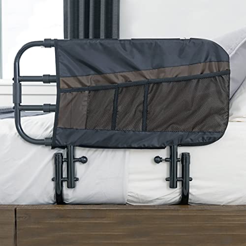 Stander EZ Adjust Bed Rail, Adjustable Senior Bed Rail and Bed Assist Grab Bar for Elderly Adults with Organizer Pouch