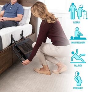 Stander EZ Adjust Bed Rail, Adjustable Senior Bed Rail and Bed Assist Grab Bar for Elderly Adults with Organizer Pouch