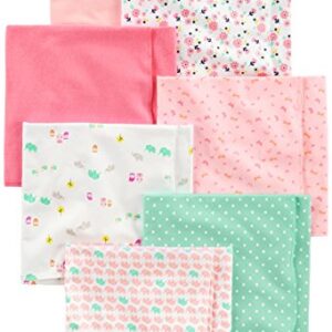 Simple Joys Baby Girl's 7 pack flannel receiving blankets Accessory, Pink/White, One Size