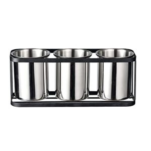 imeea silverware caddy for countertop kitchen utensil holder stainless steel utensil caddy cutlery holder with black metal rack