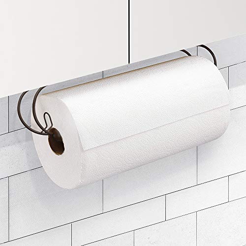 CAXXA Adhesive Under Cabinet Paper Towel Holder Dispenser with Screws for Kitchen Utility Room Laundry Pantry (1, Bronze)