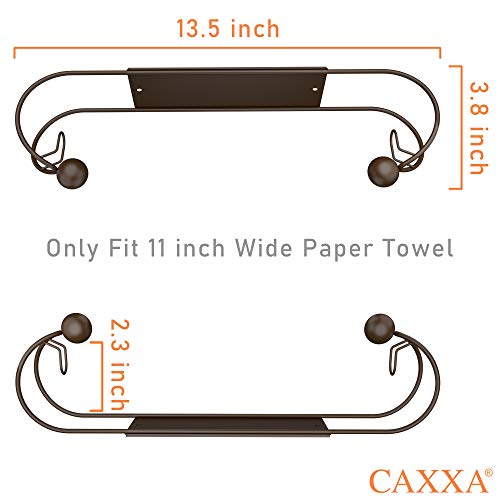 CAXXA Adhesive Under Cabinet Paper Towel Holder Dispenser with Screws for Kitchen Utility Room Laundry Pantry (1, Bronze)