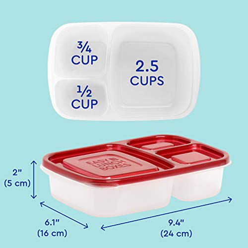 EasyLunchboxes® - Bento Lunch Boxes - Reusable 3-Compartment Food Containers for School, Work, and Travel, Set of 4, Classic