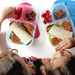 EasyLunchboxes® - Bento Lunch Boxes - Reusable 3-Compartment Food Containers for School, Work, and Travel, Set of 4, Classic