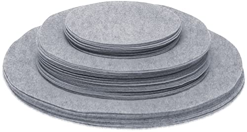 Felt Plate China Storage Dividers Protectors Grey Large Thick and Premium Soft (Round, Grey)