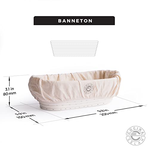 3 in 1 - Premium White Bread Box for Kitchen Counter, Perfect Wedding & Kitchen Decor Gift for Women - 16.1"x 7"x 6.3" Bread Storage Container with Extra Oval Banneton Bread Proofing Basket