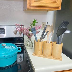 365Home Bamboo Silverware Organizer Countertop, Flatware Caddy, Bamboo Utensil Holder for Party, Kitchen Table, Farmhouse