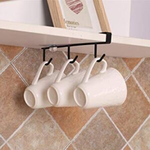 Coffee Mug Holder - 304 Stainless Steel ，Cup Rack Under Shelf, Fit for The Cabinet 0.8" or Less(Black, 2 Pieces)