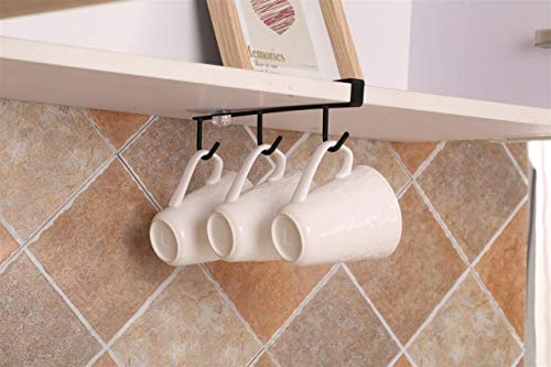 Coffee Mug Holder - 304 Stainless Steel ，Cup Rack Under Shelf, Fit for The Cabinet 0.8" or Less(Black, 2 Pieces)