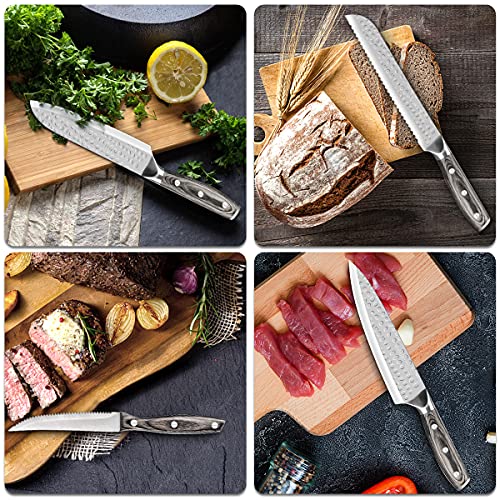 Knife Set,21 PCS Kitchen Knife Set with Block Wooden,Japanese Stainless Steel,Professional Chef Knife Set Manual Sharpening Ultra Sharp Full Tang Handle Design Knife Block Set