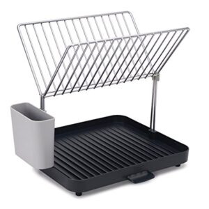 Joseph Joseph Y-Rack Dish Rack and Drain Board Set with Cutlery Organizer Drainer Drying Tray, Large, Gray