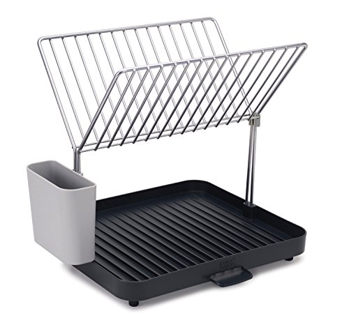 Joseph Joseph Y-Rack Dish Rack and Drain Board Set with Cutlery Organizer Drainer Drying Tray, Large, Gray