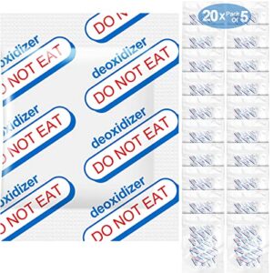 400cc oxygen absorbers for food storage – 100 count (20x packs of 5) – for long term food storage & survival, mylar bags, canning, harvest right freeze dryer, dehydrated, and preserved foods