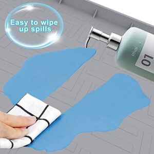 Bigger Under Sink Mat, 34" x 22" Silicone Under Sink Liner for Kitchen Waterproof, Hold up to 3.3 Gallons Liquid, Kitchen Bathroom Cabinet Mat and Protector for Drips Leaks Spills Tray (Grey)