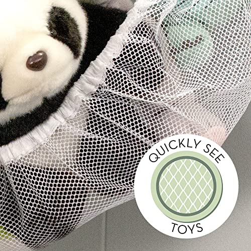 S&T INC. Stuffed Animal Net or Hammock, Mesh Hanging Stuffed Animal Storage Net, Hardware Included, White, Stretches up to 55 Inches, 2 Pack