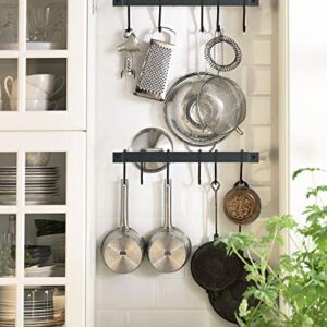 Housolution Kitchen Rail with 15 Hooks, 16 Inch Kitchen Utensil Hanger Utensil Rack Wall Mounted Hanging Utensil Holder for Kitchen, Black