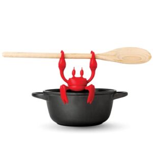 ototo red the crab silicone utensil rest – kitchen gifts, silicone spoon rest for stove top – heat-resistant kitchen and grill utensil holder – non-slip spoon holder stove organizer, steam releaser