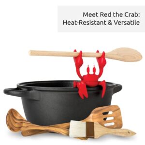 OTOTO Red the Crab Silicone Utensil Rest - Kitchen Gifts, Silicone Spoon Rest for Stove Top - Heat-Resistant Kitchen and Grill Utensil Holder - Non-Slip Spoon Holder Stove Organizer, Steam Releaser