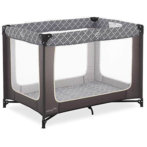 Dream On Me Zoom Portable Playard in Dark Grey, Lightweight, Packable and Easy Setup Baby Playard, Breathable Mesh Sides and Soft Fabric - Comes with a Removable Padded Mat