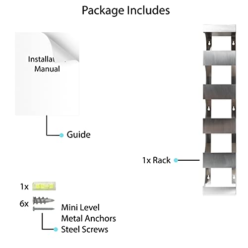 brightmaison Alex Wine Rack Wall Mounted, Wine Bottle Holder for 5 Bottles, Kitchen Organization and Wine Storage Stainless Steel