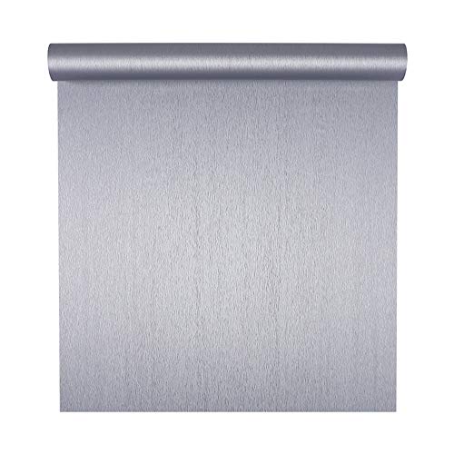 Peel and Stick Silver Brushed Metal Stainless Steel Contact Paper for Dishwasher Fridge Refrigerator Stove Appliances Self Adhsesive Vinyl Film Stainless Steel Wallpaper Removable 15.7x117 Inches