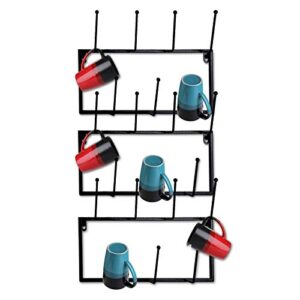 jucoan 3 pack metal coffee mug rack, wall mounted coffee mug holder cup organizer hanging rack with total 21 cup hangers for home kitchen coffee bar