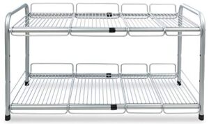 surpahs 2 tier under sink expandable shelf organizer, storage rack (silver)