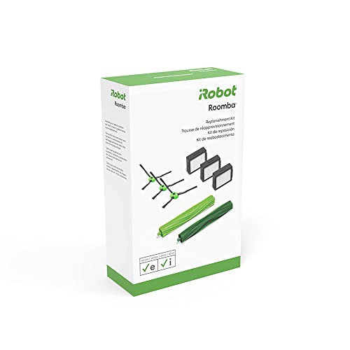 iRobot Roomba Authentic Replacement Parts - Roomba e, i, & j Series Replenishment Kit, (3 High-Efficiency Filters, 3 Edge-Sweeping Brushes, and 1 Set of Multi-Surface Rubber Brushes),Green