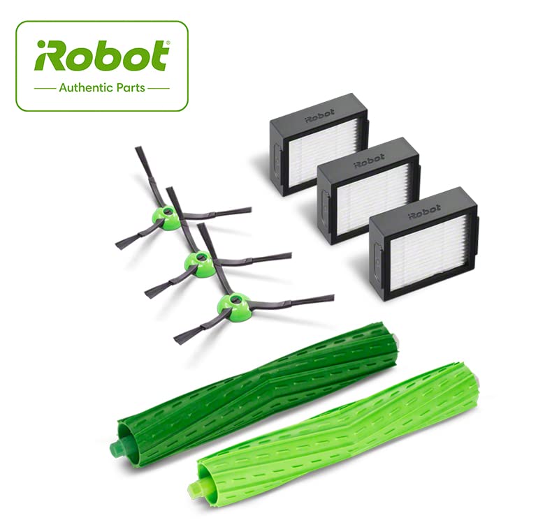 iRobot Roomba Authentic Replacement Parts - Roomba e, i, & j Series Replenishment Kit, (3 High-Efficiency Filters, 3 Edge-Sweeping Brushes, and 1 Set of Multi-Surface Rubber Brushes),Green