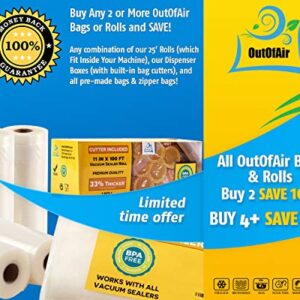 100 Vacuum Sealer Bags: Quart Size (8" x 12") by OutOfAir Works with FoodSaver & Other Machines - 33% Thicker BPA Free, Commercial Grade, 8 x 12 inches