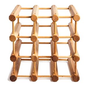 j.k. adams wood stackable modular wine rack storage holder with natural pins, 12 bottle, ash