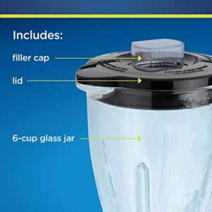 Oster Blender 6-Cup Glass Jar, Lid, Black and clear