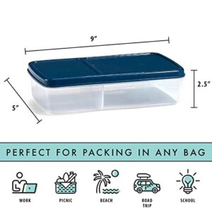 LOTG by Fit + Fresh Bento Box Kit, Three-Compartment Lunch Container Includes 2 Slim Ice Packs, Reusable & Leak-Resistant, Perfect for Insulated Lunch Bag, Lunch Box & More, Navy