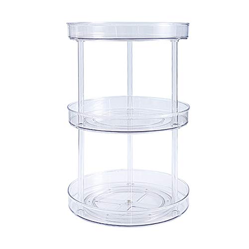 Lazy Susan Turnable Cabinet Organizer, Multifunctional 3 Tier 360 Rotating Clear Cabinet Organizer Large Spinning Spice Containers Cosmetic Can Organizers for Kitchen Pantry Bathroom