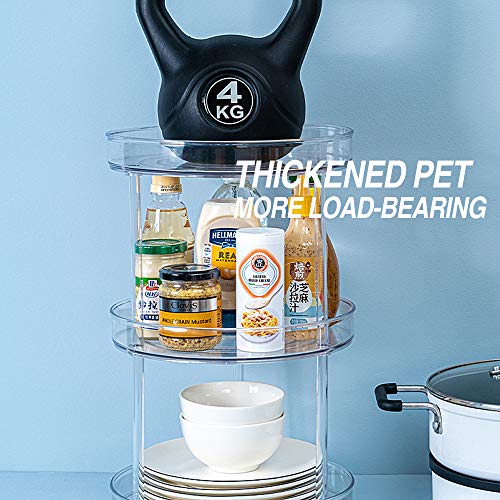 Lazy Susan Turnable Cabinet Organizer, Multifunctional 3 Tier 360 Rotating Clear Cabinet Organizer Large Spinning Spice Containers Cosmetic Can Organizers for Kitchen Pantry Bathroom