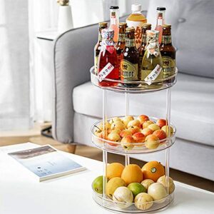 Lazy Susan Turnable Cabinet Organizer, Multifunctional 3 Tier 360 Rotating Clear Cabinet Organizer Large Spinning Spice Containers Cosmetic Can Organizers for Kitchen Pantry Bathroom