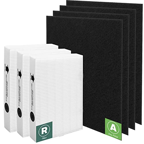 HPA300 HEPA Filter Replacement for Honeywell HPA300 Series Air Purifiers HPA300, HPA300VP, HPA304 HPA3300, HPA5300, Replace HRF-R3 (3 Ture HEPA R Replacement Filter + 4 Activated Carbon Pre-Filter)