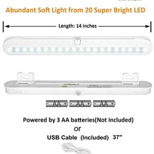 BLS T01L LED Closet Light Super Bright 20 LED Under Cabinet Lighting Battery Powered / DC Input Wireless Motion Sensing Light, Auto On Off Switch, Motion Sensor & Light Sensor, Light Beam Adjustable