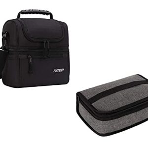 MIER 2 Compartment Lunch Bag Small Lunch Box Bundle