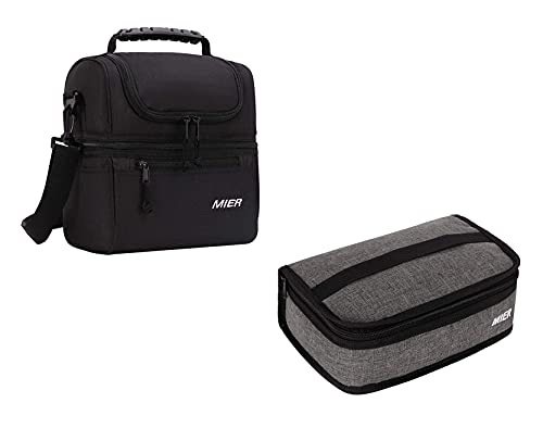 MIER 2 Compartment Lunch Bag Small Lunch Box Bundle