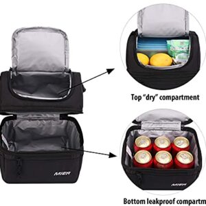 MIER 2 Compartment Lunch Bag Small Lunch Box Bundle