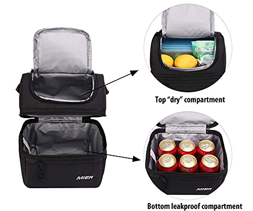 MIER 2 Compartment Lunch Bag Small Lunch Box Bundle