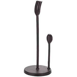 MyGift Cast Iron Farmhouse Paper Towel Holder Countertop with Fork and Spoon Design