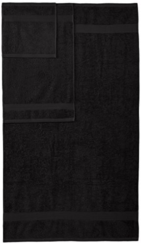 Amazon Basics 6-Piece Fade Resistant Bath, Hand and Washcloth Towel Set - Black